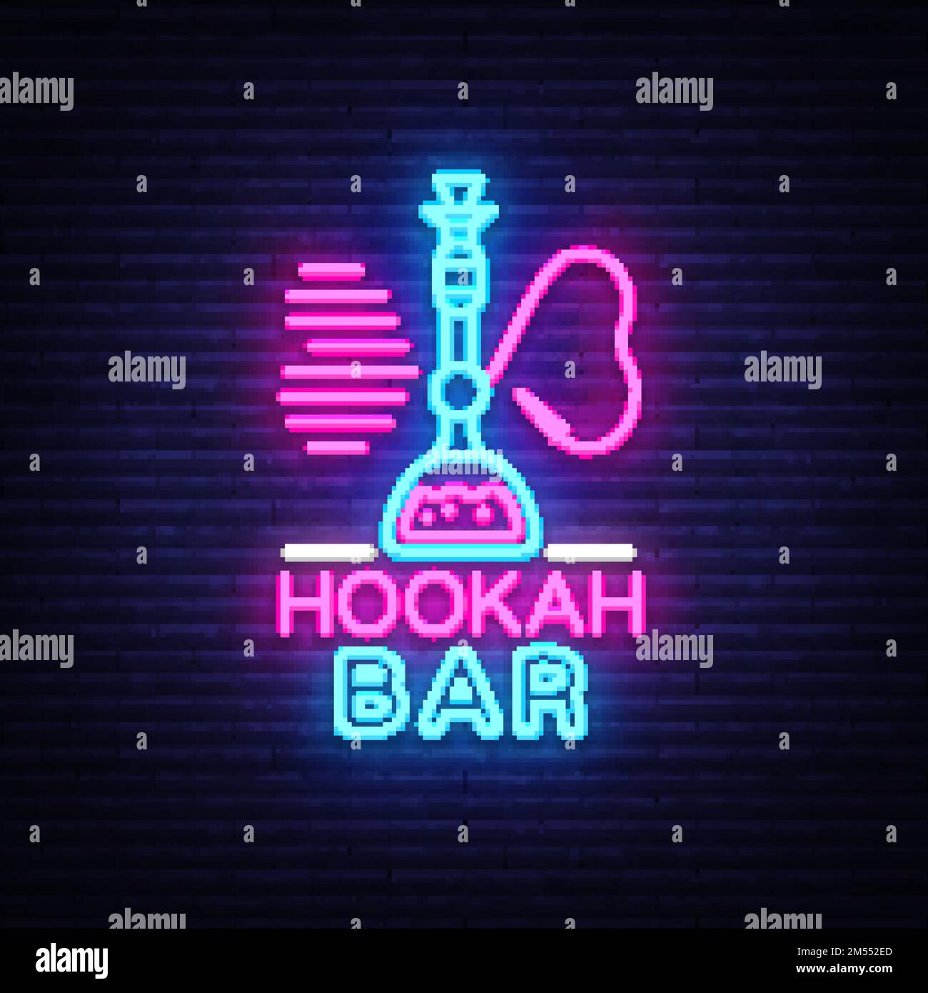 Hookah Bar neon sign vector. Night Hookah Design Template, Light Banner ...