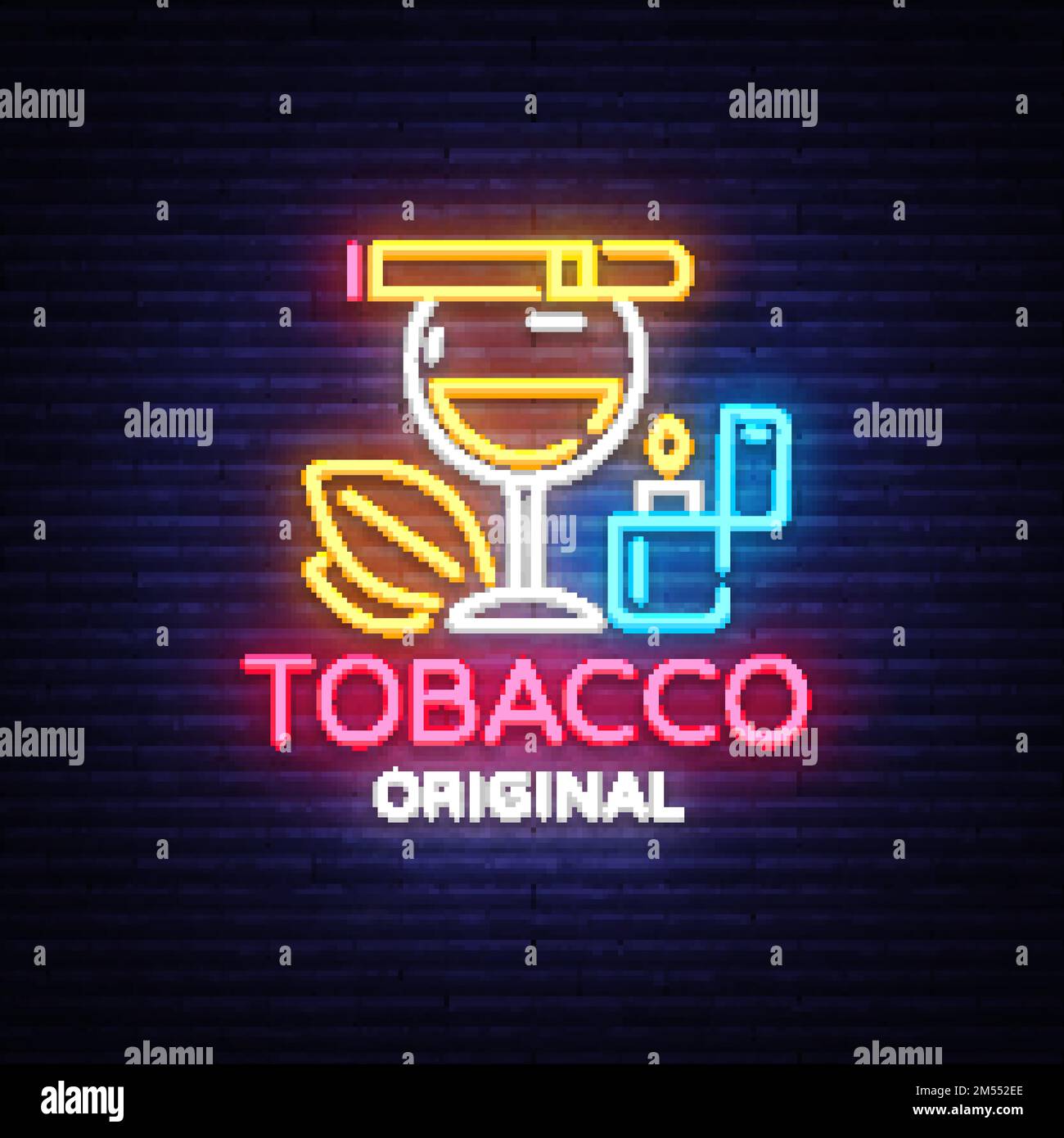 Tobacco shop logo vector. Cigarettes Shop night bright advertising ...