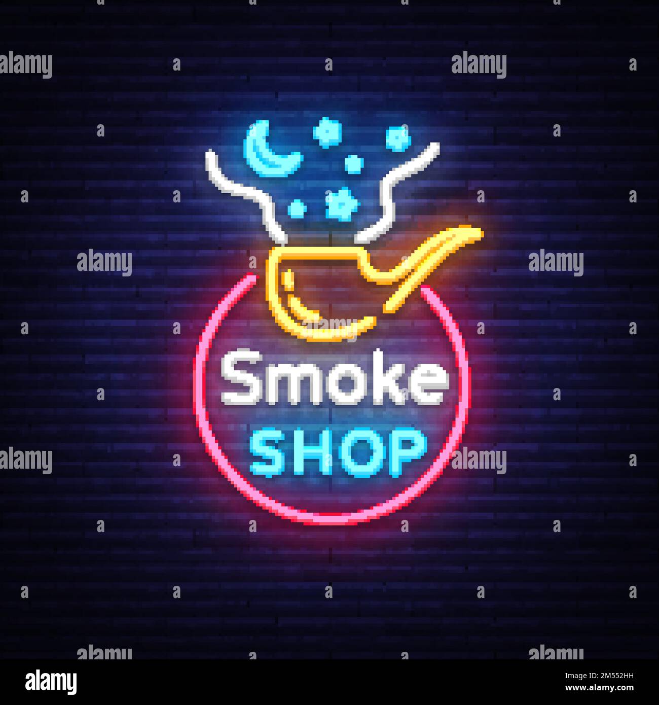 Smoke Store Logo Neon Vector. Cigarette shop neon sign, vector design ...
