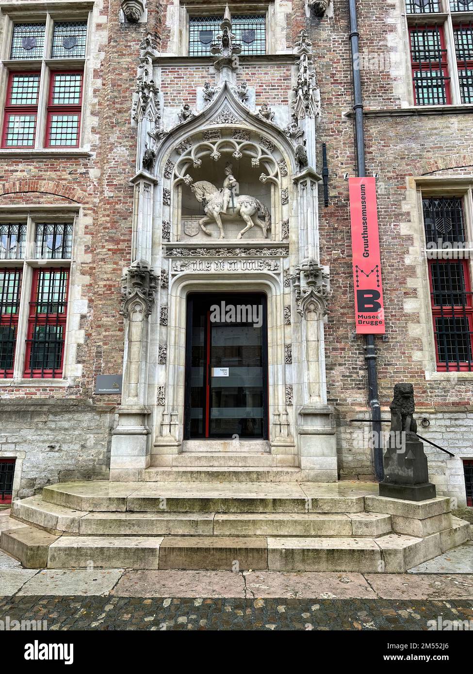 Closeup on the classical entrance door of the historical Gruuthuuse ...