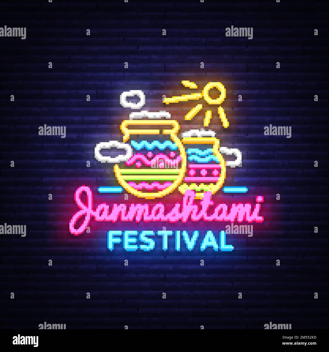 Janmashtami festival neon sign vector design template. Festive ...
