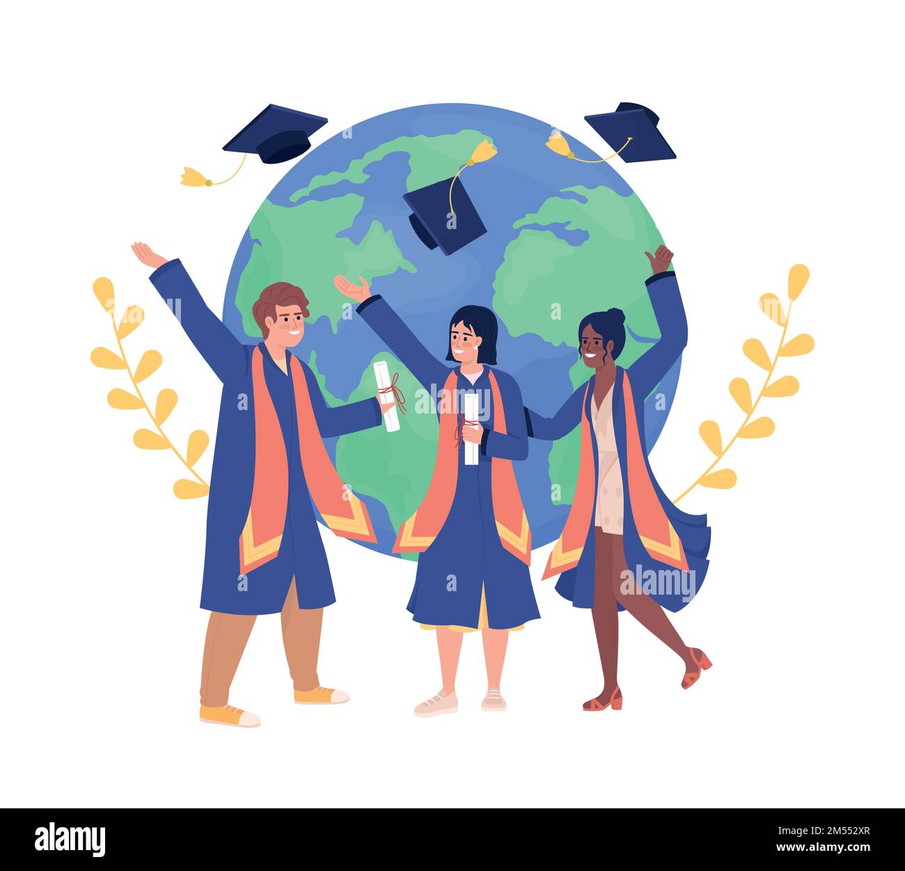 Graduation abroad flat concept vector illustration Stock Vector Image ...