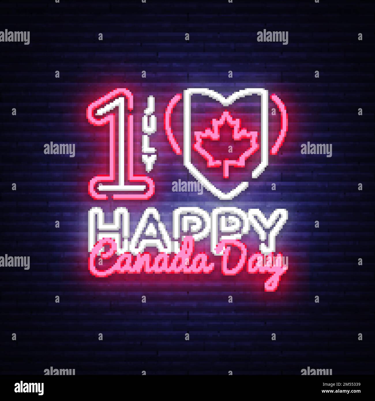 Canada Day Neon Vector Design Template. Happy Canada Day Illustration ...