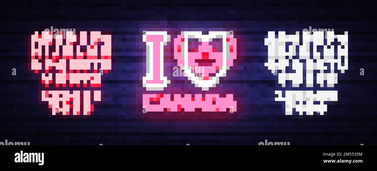 I love Canada neon vector sign. I love Canada symbol banner light ...