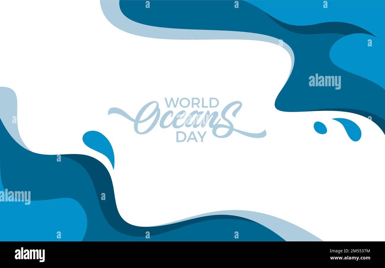 World Oceans Day Background Wave Abstract Vector Design Stock Vector