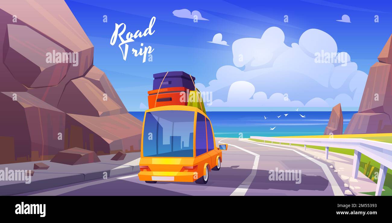 Road trip by car at summer vacation, holidays travel on automobile with ...