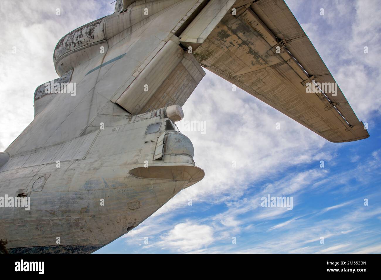 Lun-class ekranoplan (Caspian Sea Monster) at Arablyar village on shore ...