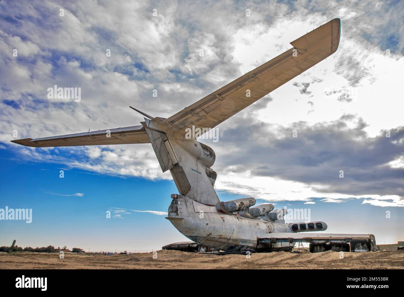 Lun-class ekranoplan (Caspian Sea Monster) at Arablyar village on shore ...