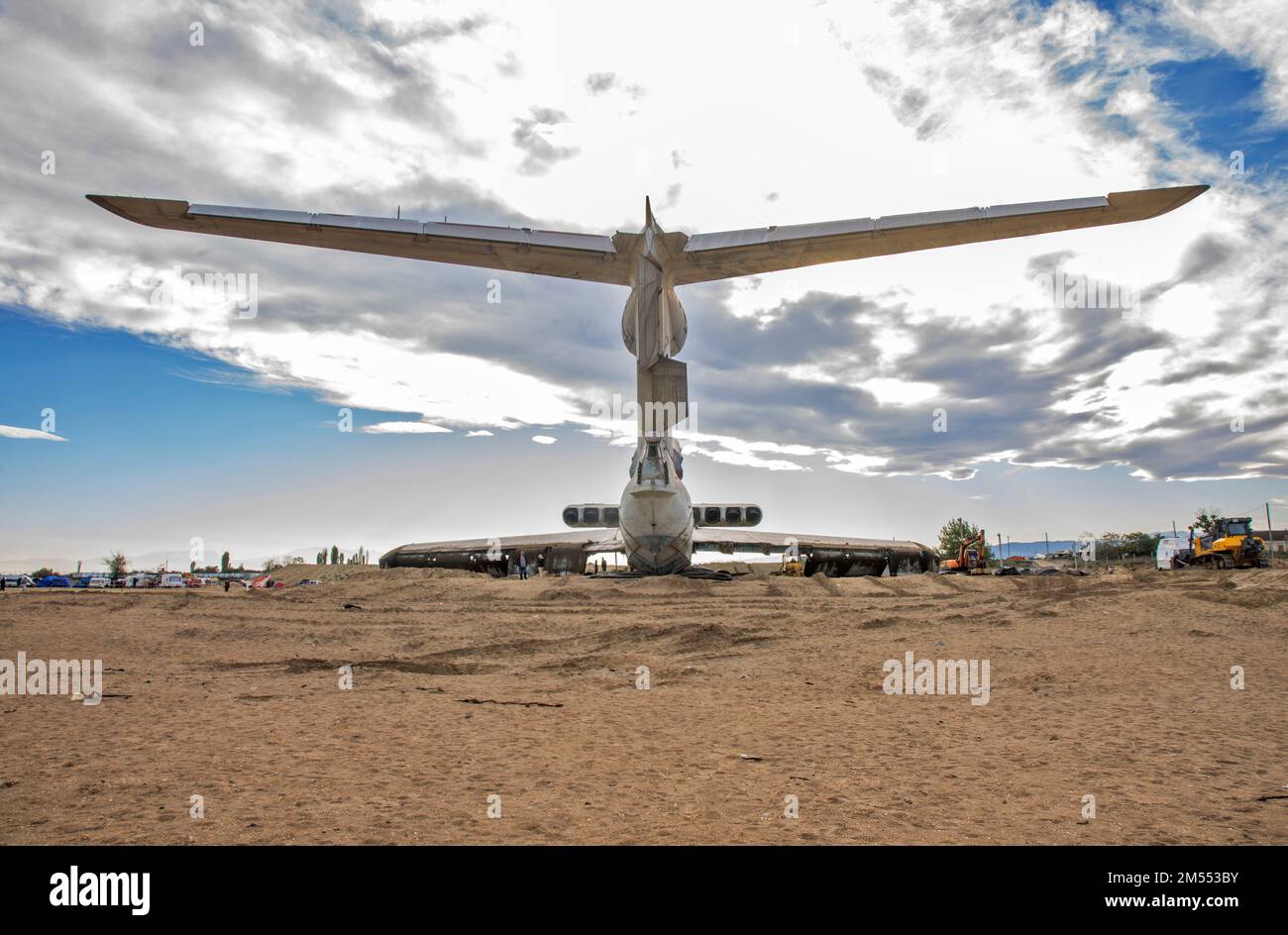 Lun-class ekranoplan (Caspian Sea Monster) at Arablyar village on shore ...