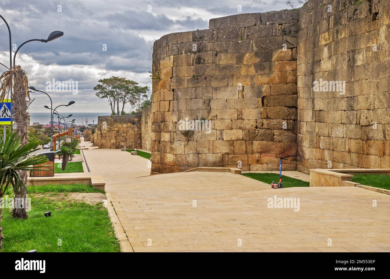 Northern fortress wall in Derbent. Republic of Dagestan. Russia Stock ...