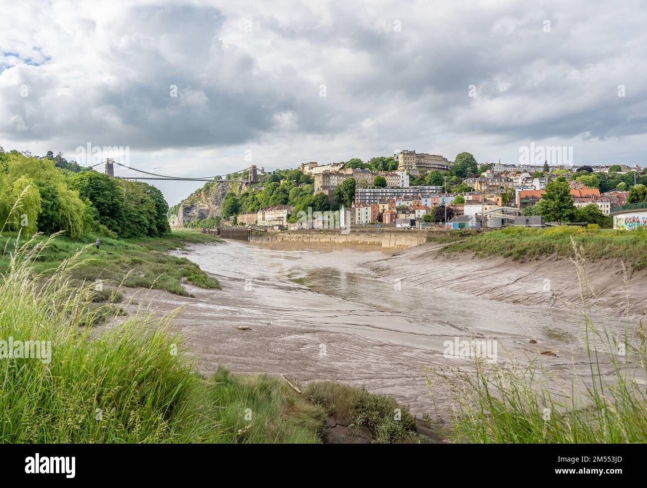 A bridge over the River Avon with a cloudy sky in the background ...