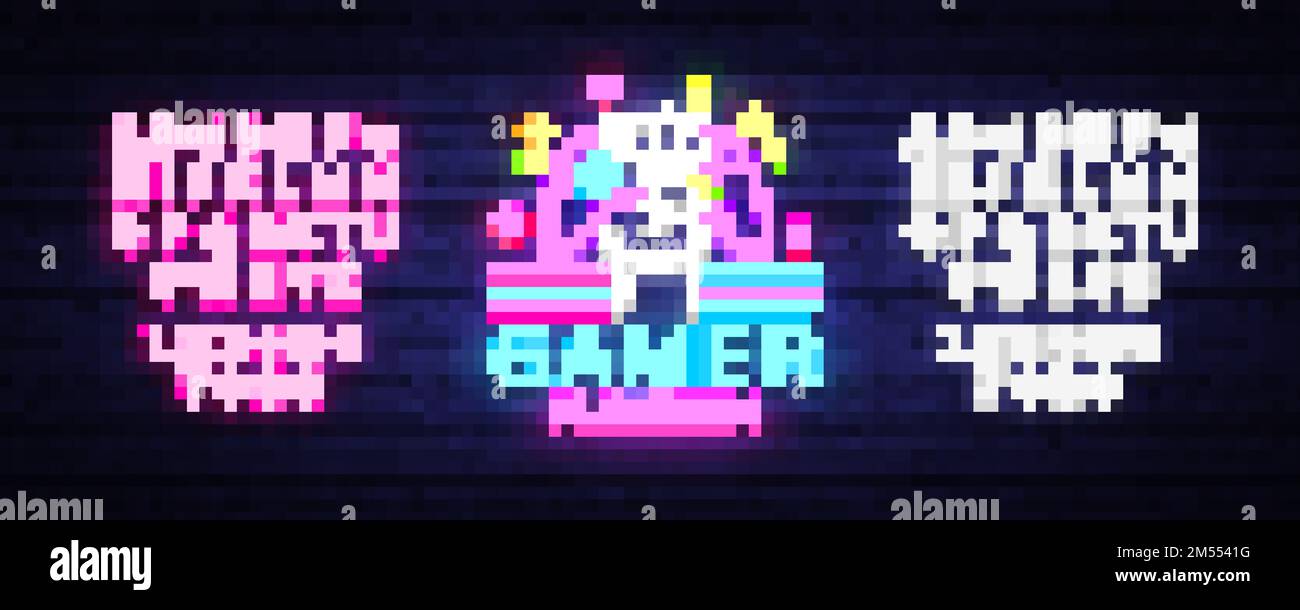 Gamer Play Win logo neon sign Vector logo design template. Game night ...