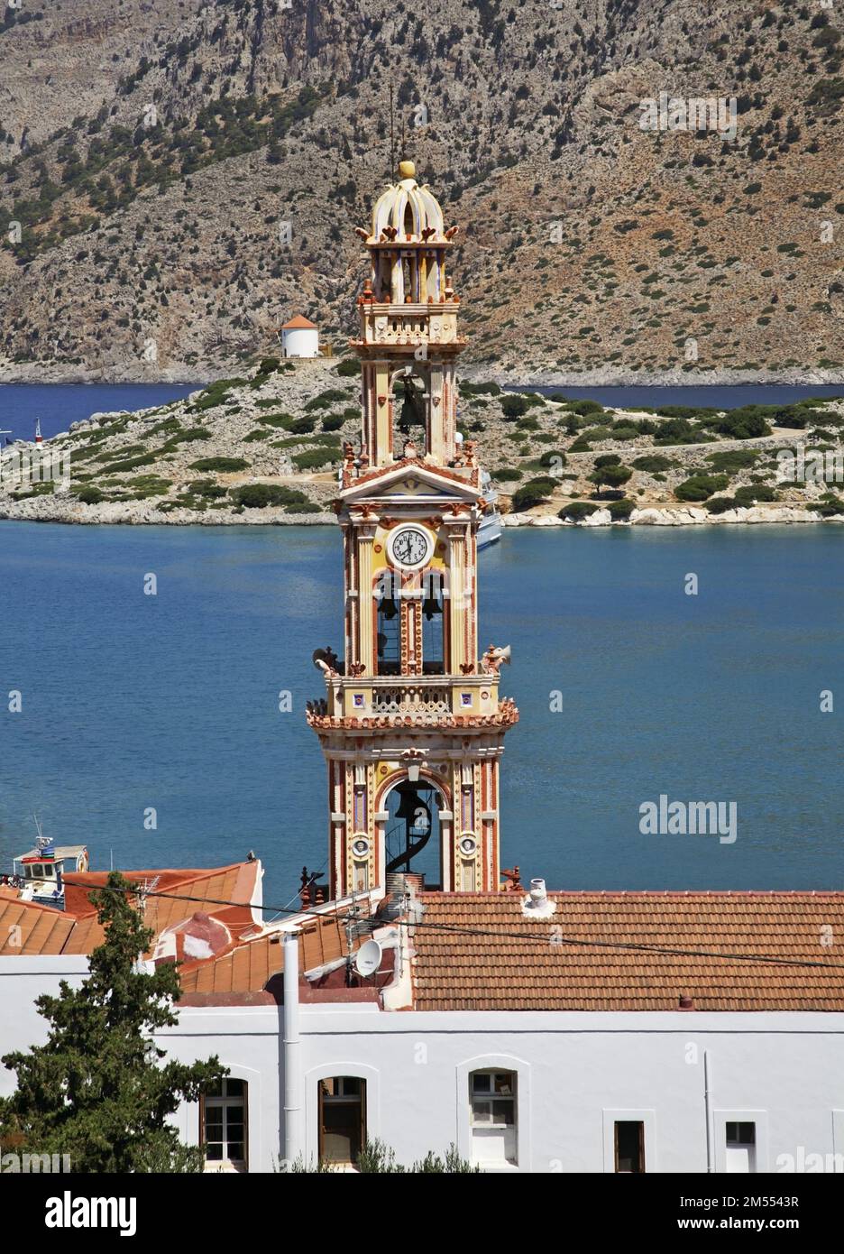 Monastery of Archangel Michael Panormitis on Symi island. Greece Stock ...