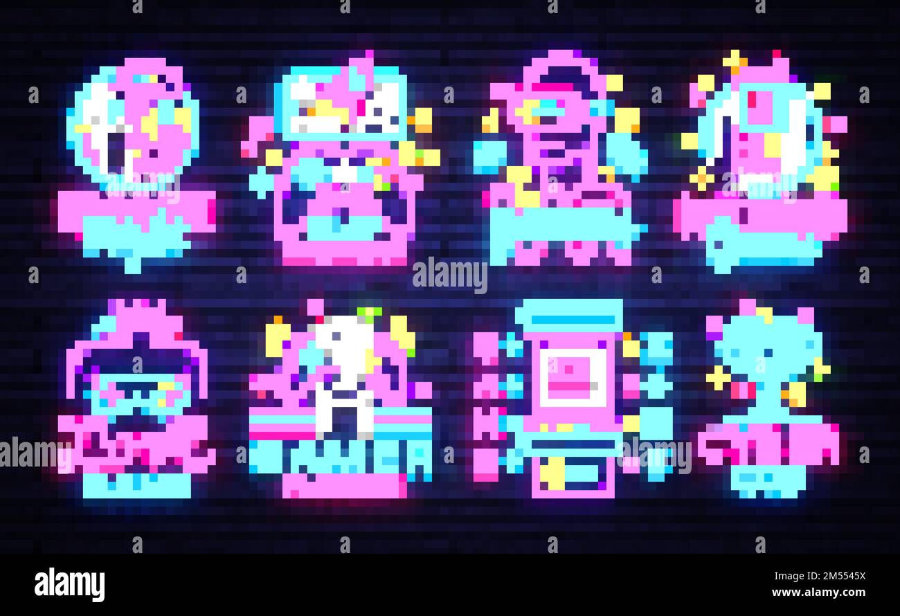 Big Collection Video Games Logos Vector Conceptual Neon Signs. Video ...