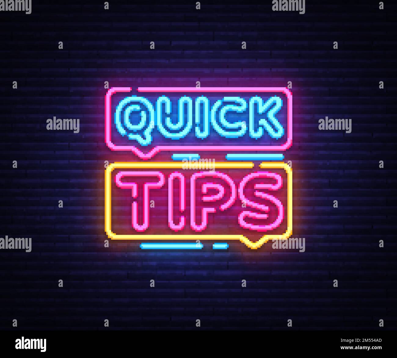 Quick Tips Neon sign vector design template. Quick tips neon text ...
