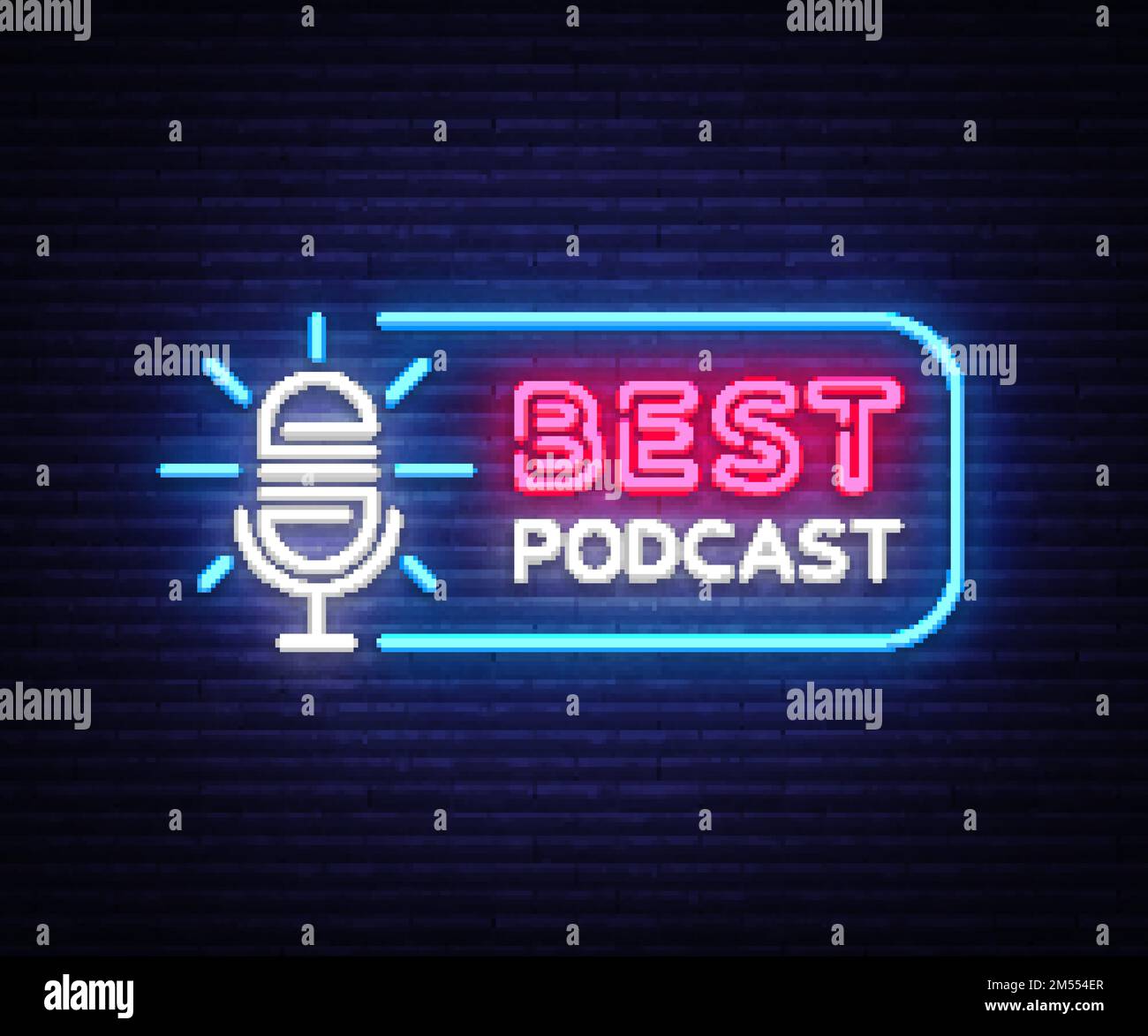 Podcast neon sign vector. Best Podcast Design template neon sign, light ...