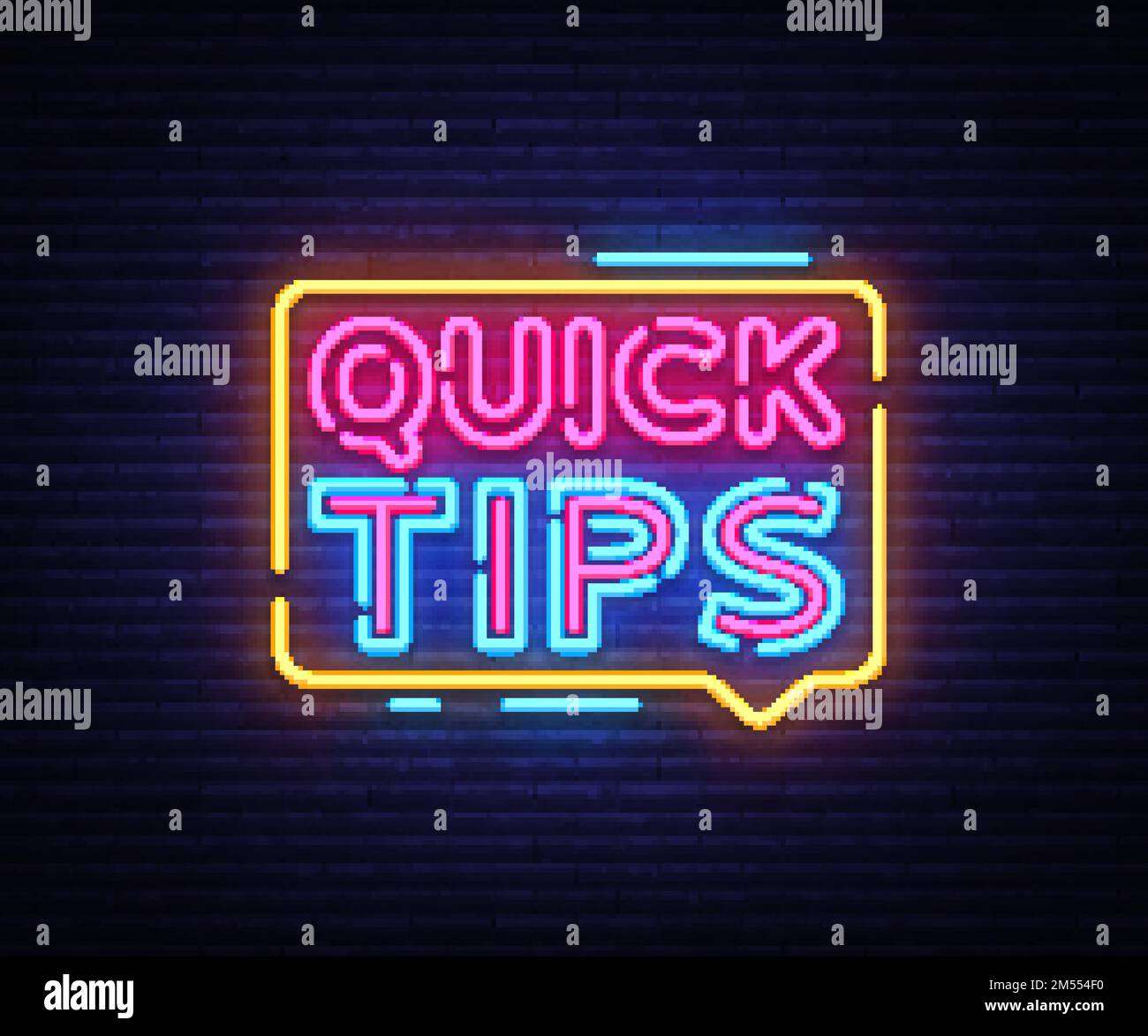 Quick Tips neon signs vector. Quick Tips Design template neon sign ...