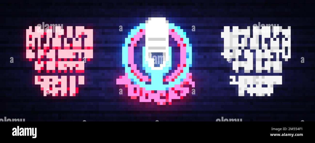 Podcast Neon sign vector design template. Podcast neon logo, light banner design element ...