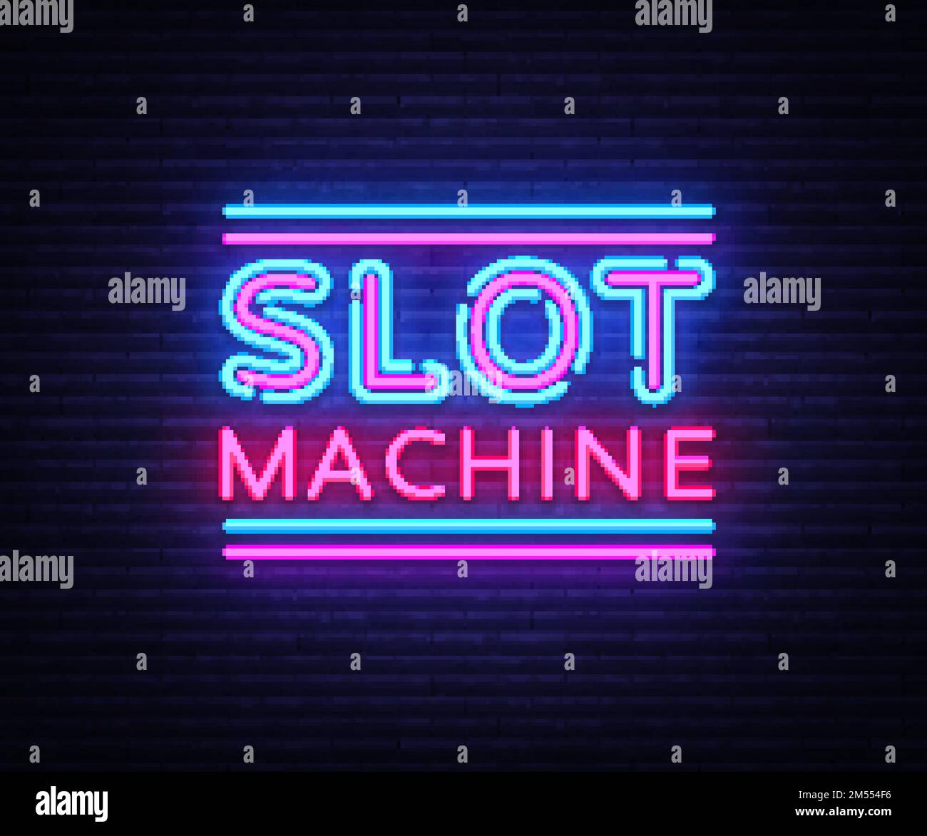 Slot Machine sign vector design template. Slot Machine neon logo, light ...