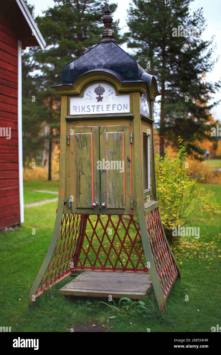 Historic Swedish telephone booth in Gammplatsen, an ancient restored ...