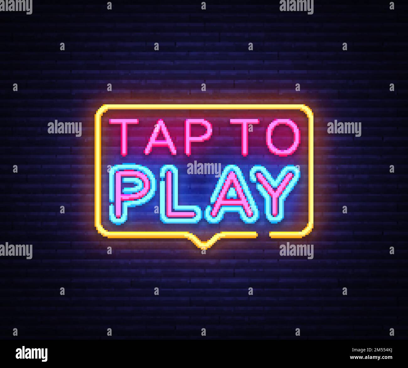 Tap to Play sign vector design template. Tap to Play neon logo, light ...