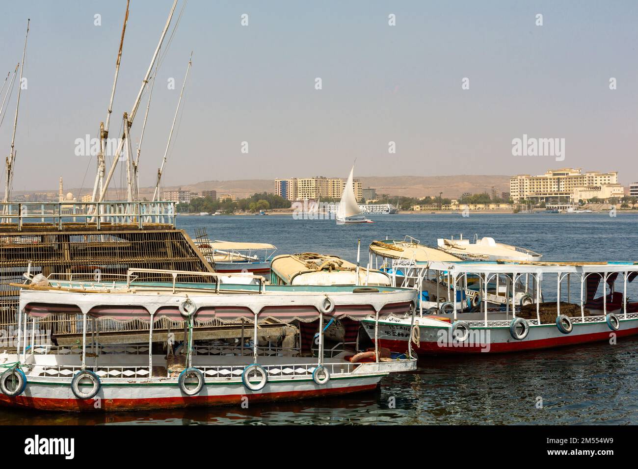 Local Ferry Boats on the Aswan docks. Aswan, Egypt Stock Photo - Alamy