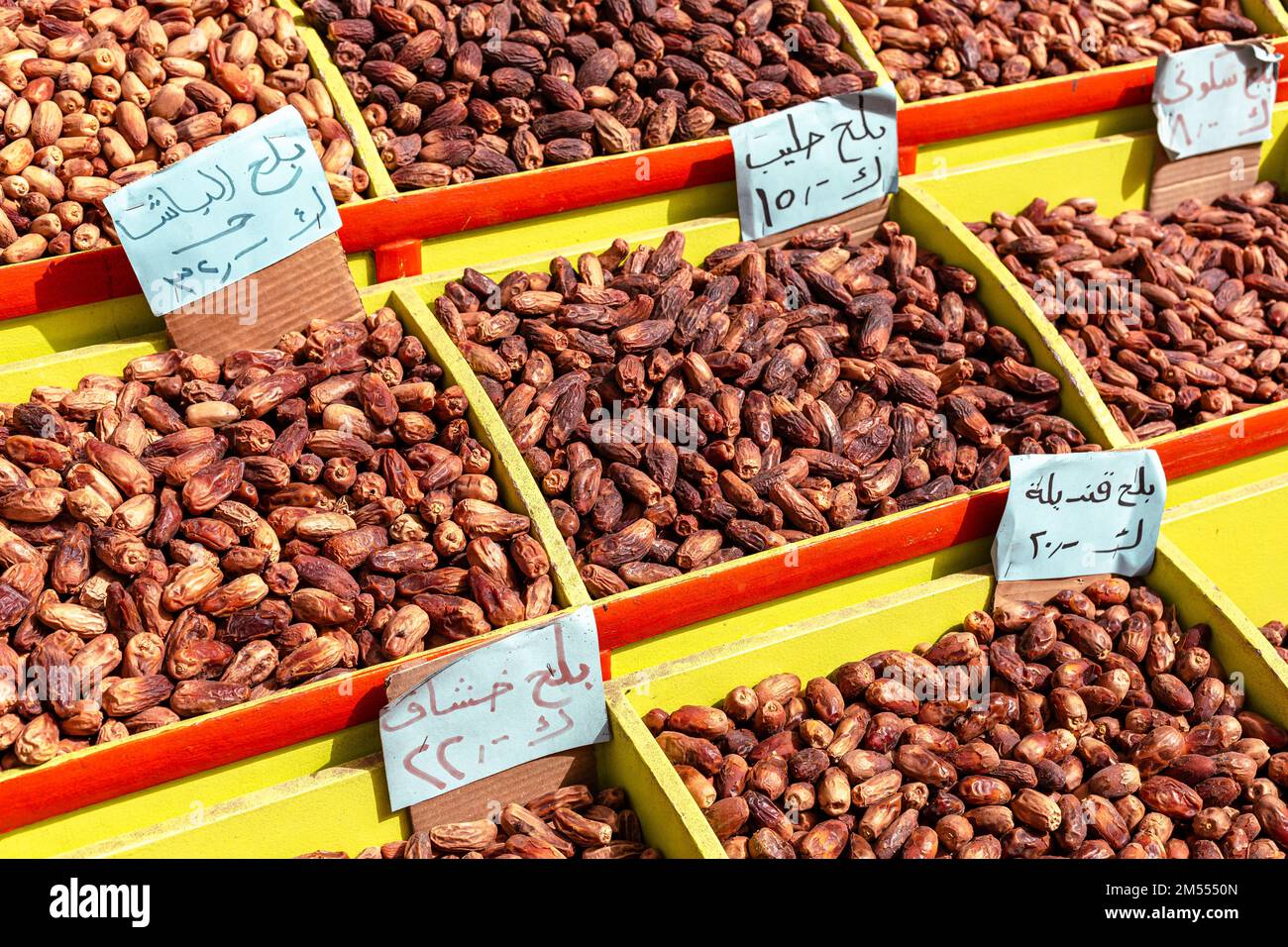 Various Fresh Organic Dates in a Local Market in Aswan. Egypt Stock ...