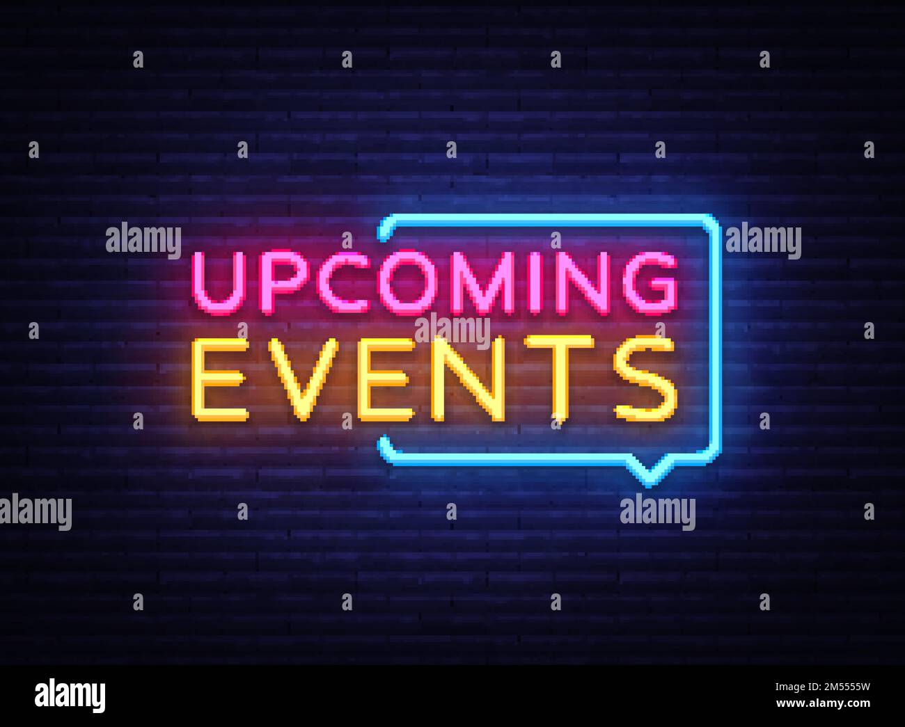 Upcoming Events neon signs vector. Upcoming Events design template neon ...