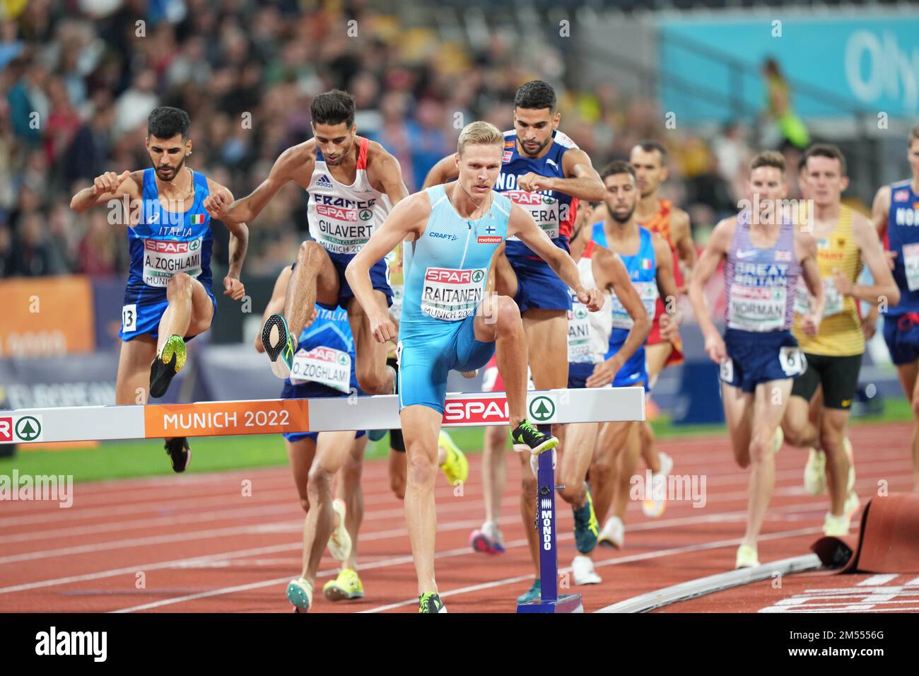 Topi Raitanen leading the race and participating in the 3000 meter ...