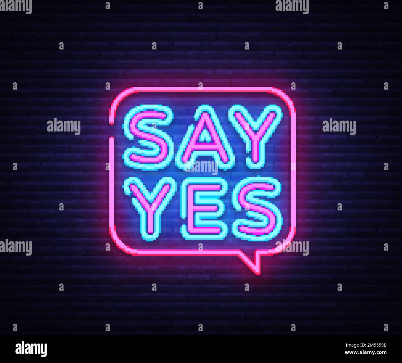 Say Yes Neon Signs Vector Say Yes Text Design Template Neon Sign