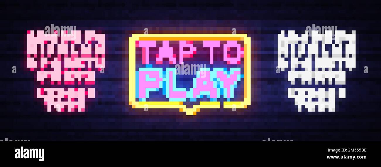 Tap to Play sign vector design template. Tap to Play neon logo, light ...