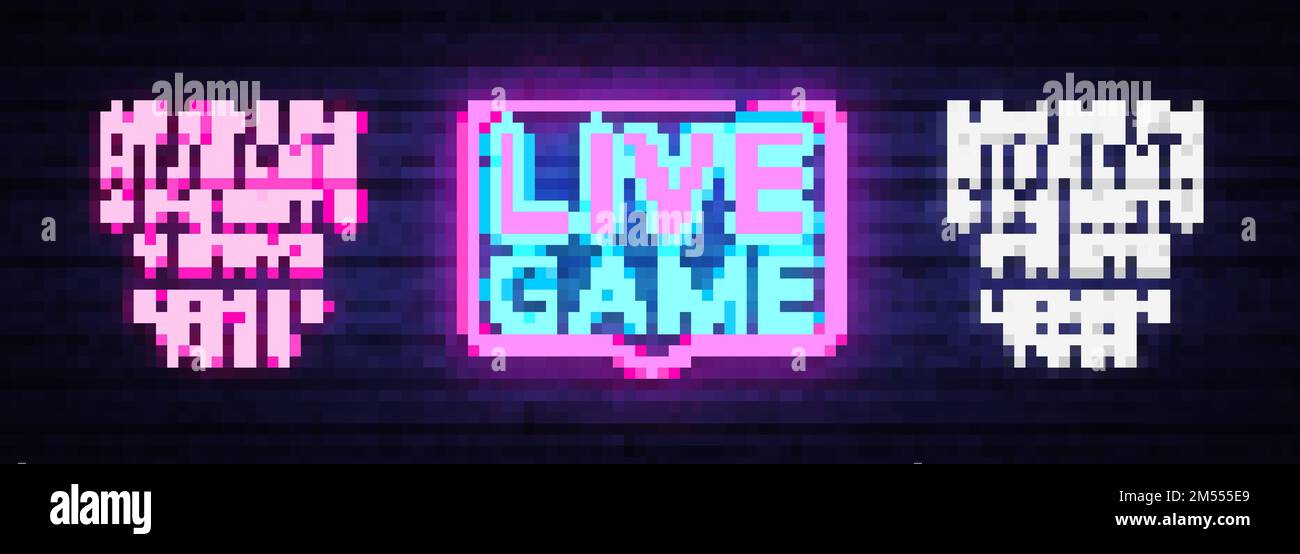 Live Game neon sign vector. Live Game design template neon sign, light ...
