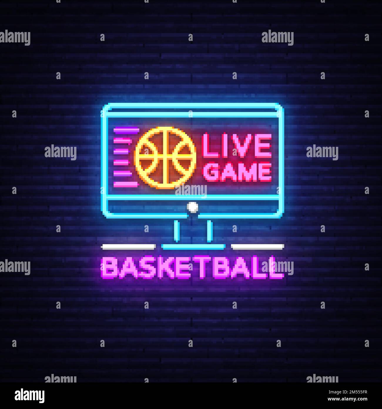 Basketball Live neon sign vector. Basketball Online Design template ...