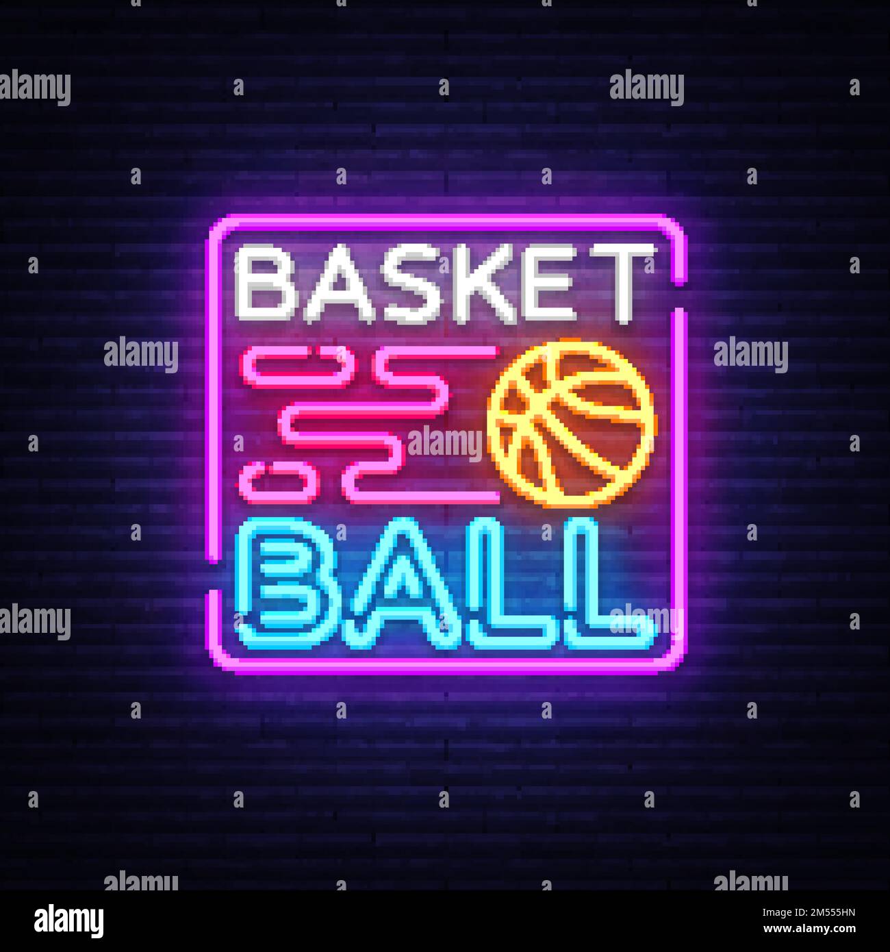 Basketball Night Neon Logo Vector. Basketball neon sign, design ...