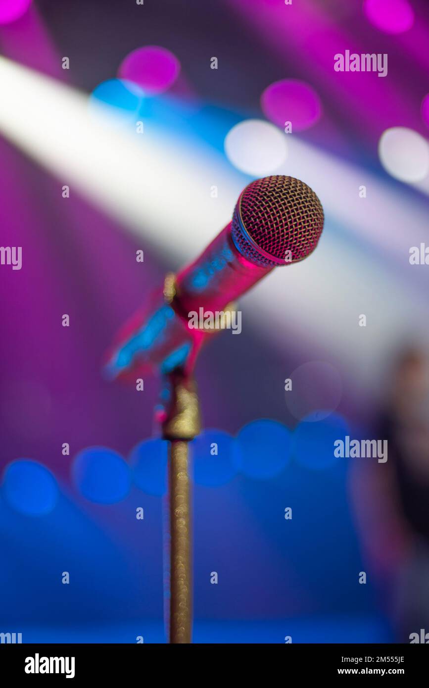 microphone for an artist on stage at a concert Stock Photo - Alamy