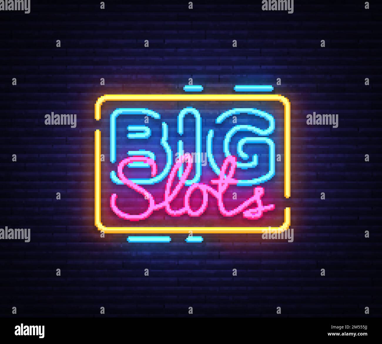 Big Slots sign vector design template. Casino neon logo, light banner ...