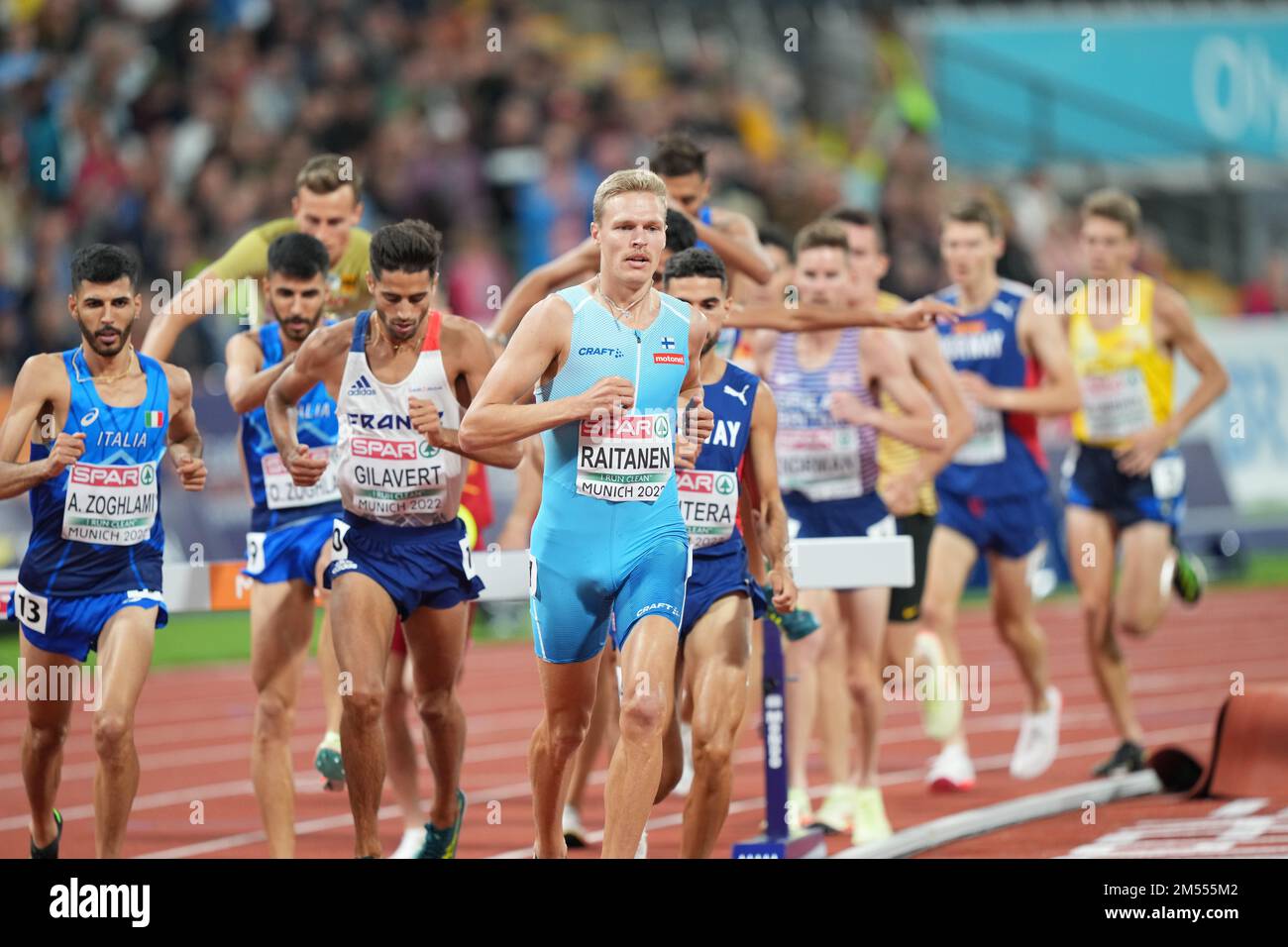 Topi Raitanen leading the race and participating in the 3000 meter ...