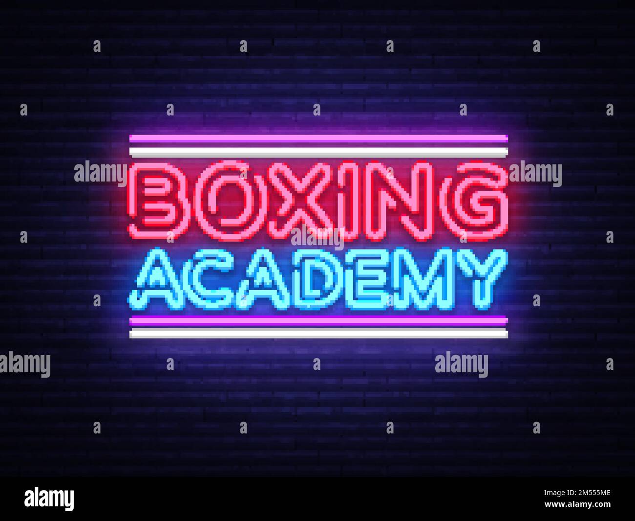 Boxing Academy neon signs vector. Boxing text Design template neon sign ...