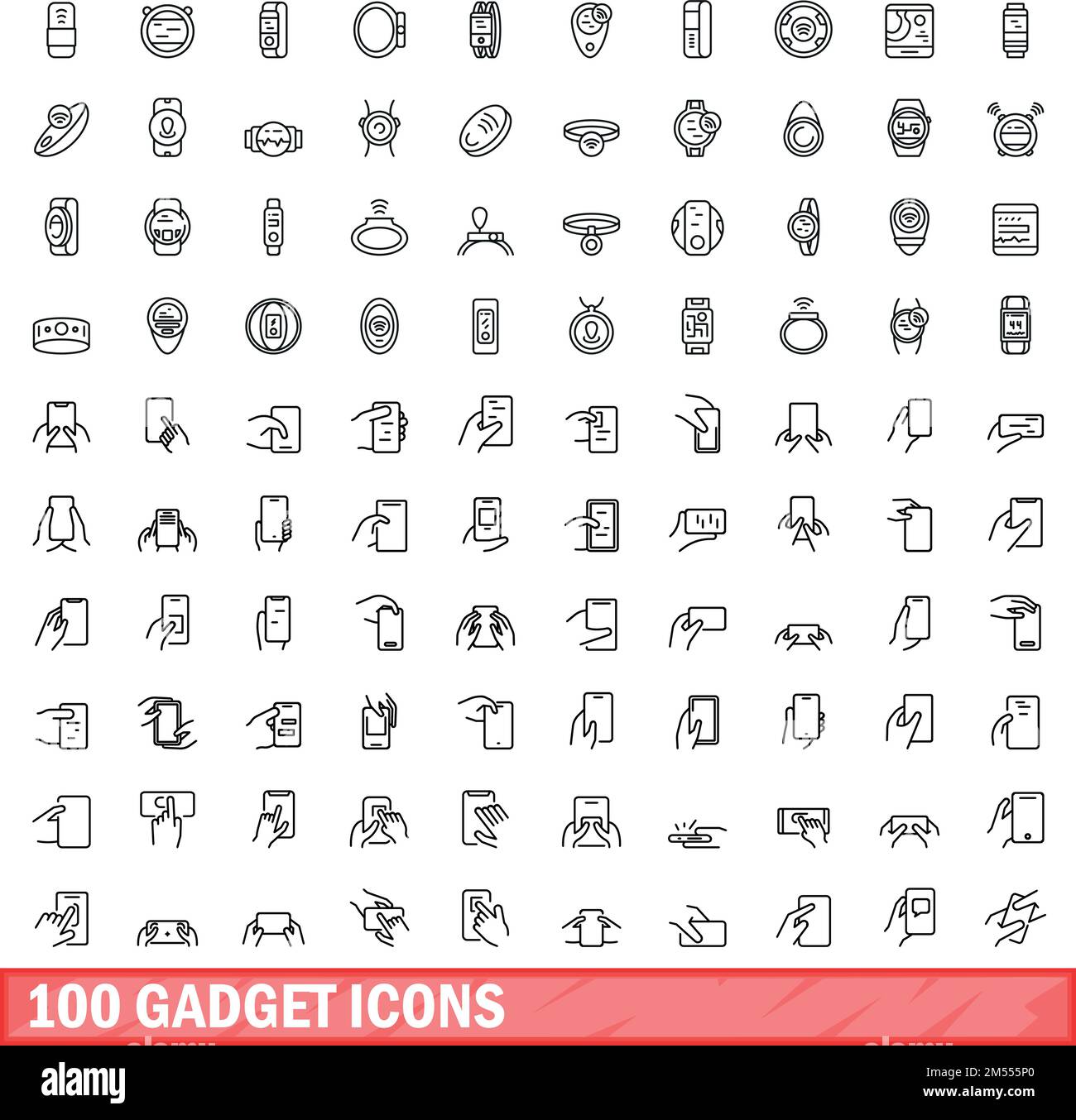 100 gadget icons set. Outline illustration of 100 gadget icons vector ...