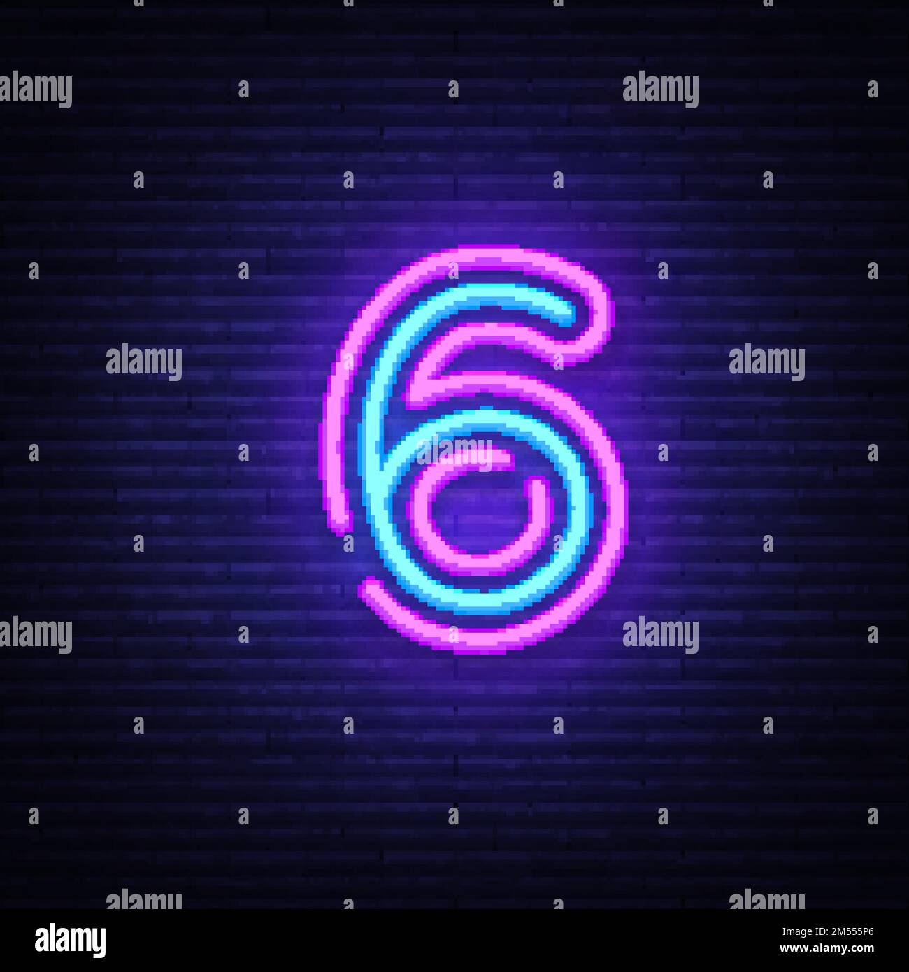 Number Six Symbol Neon Sign Vector Number Six Template Neon Icon Light Banner Neon Signboard