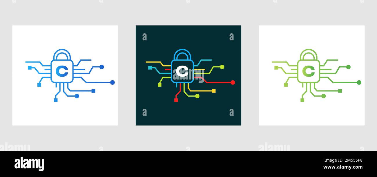 Letter C Cyber Security Logo. Internet Security Sign, Cyber Protection ...