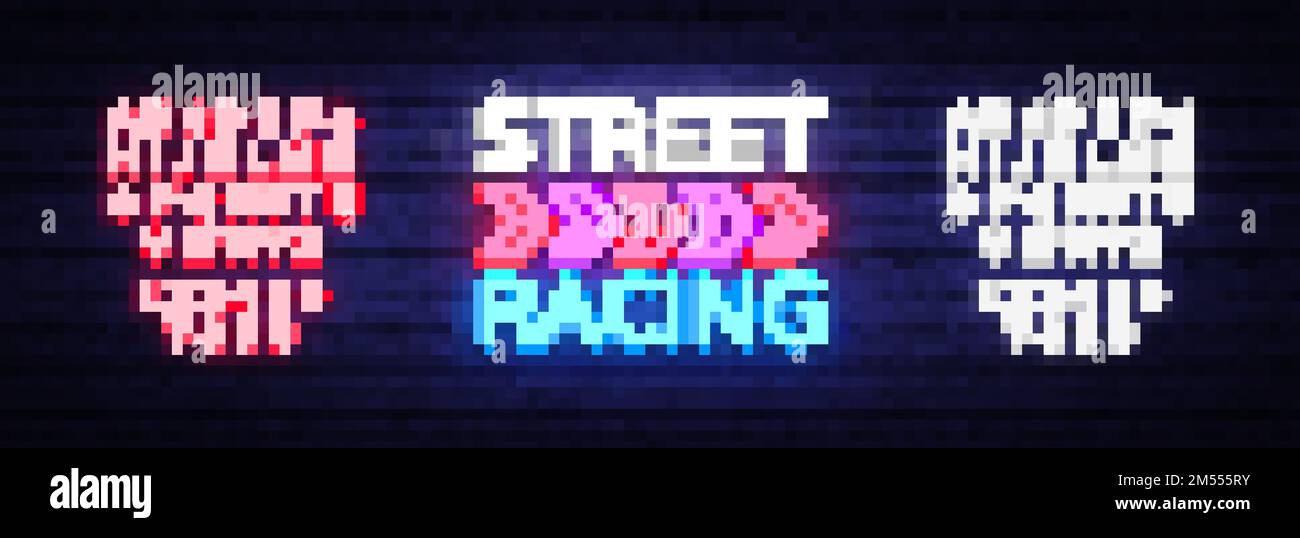 Street Racing Night Neon Logo Vector. Racing neon sign, design template ...