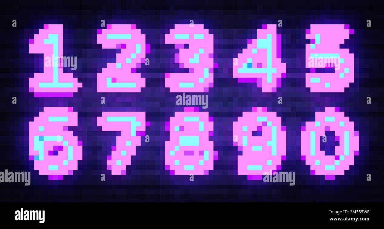 Number symbols collection neon sign vector. Design element number ...
