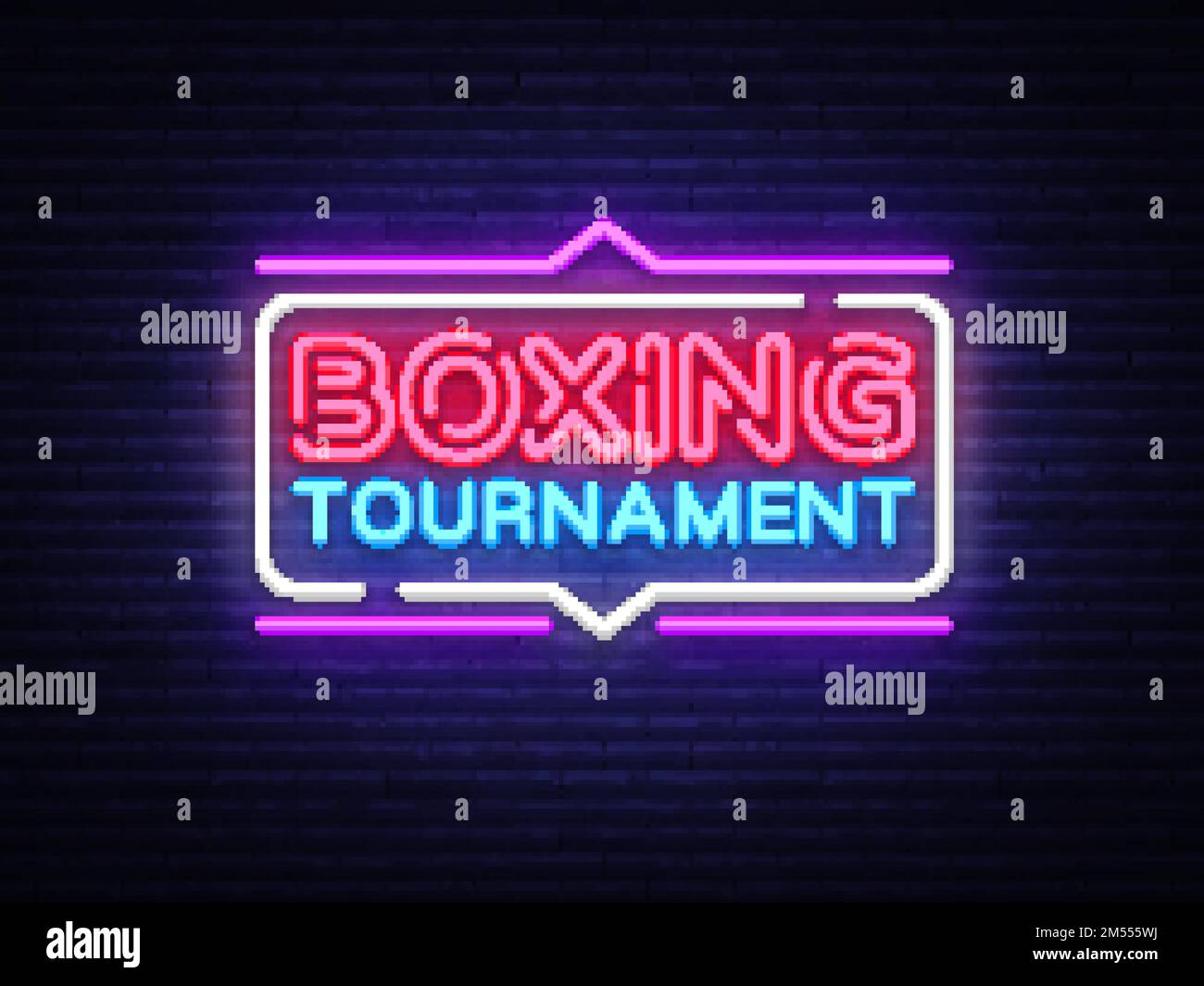 Boxing Tournament neon sign vector. Boxing Design template neon sign ...