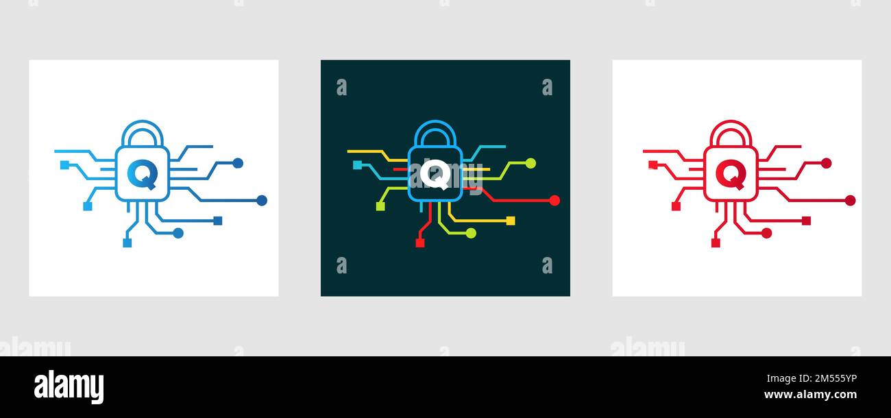 Letter Q Cyber Security Logo. Internet Security Sign, Cyber Protection ...