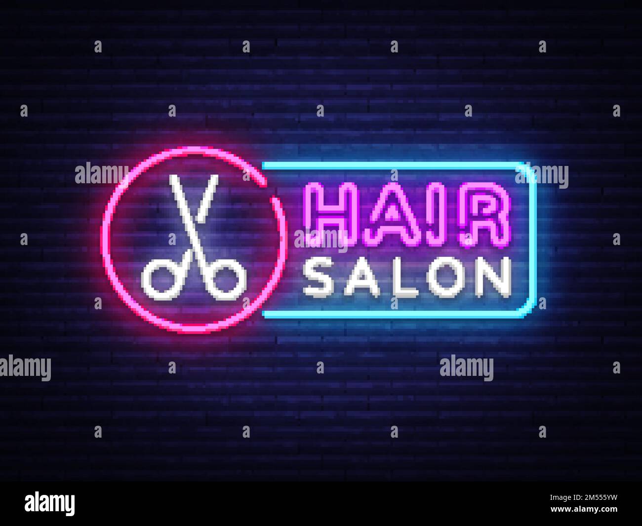 Hair Salon neon sign vector. Hairdress Design template neon sign, light ...