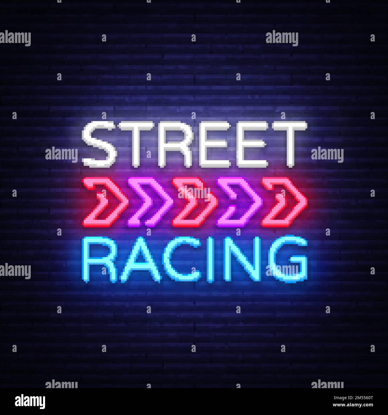 Street Racing Night Neon Logo Vector. Racing neon sign, design template ...