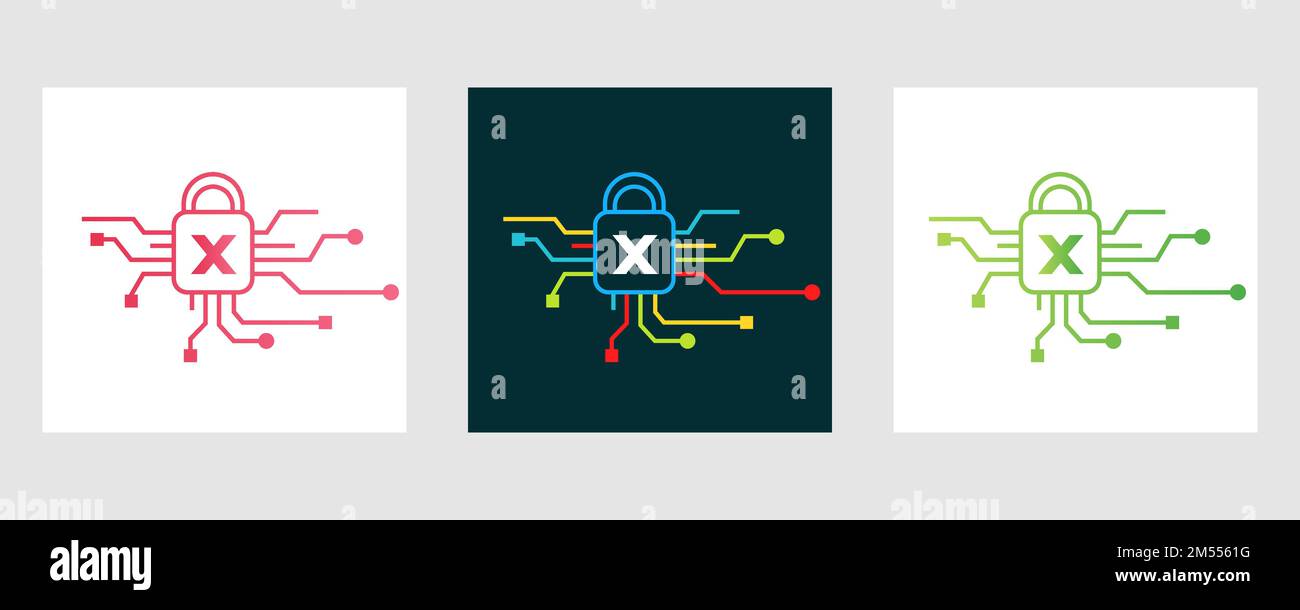 Letter X Cyber Security Logo. Internet Security Sign, Cyber Protection ...