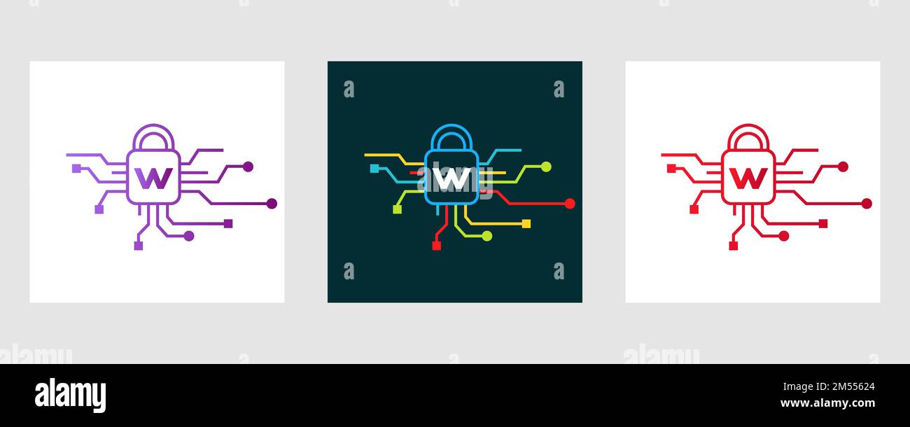 Letter W Cyber Security Logo. Internet Security Sign, Cyber Protection ...