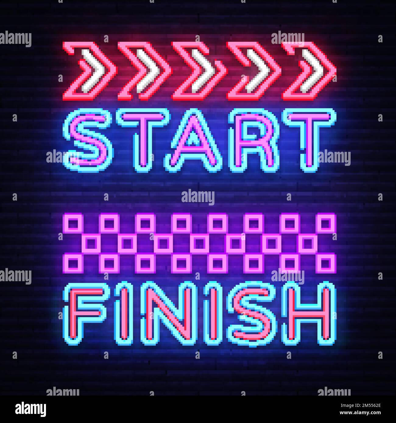 Start Finish neon sign vector. Start Finish Design template neon sign ...